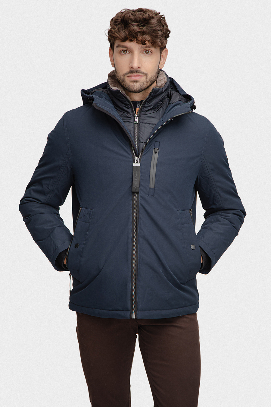 Granatowa kurtka z ociepliną 01021B75GRA | Giacomo Conti